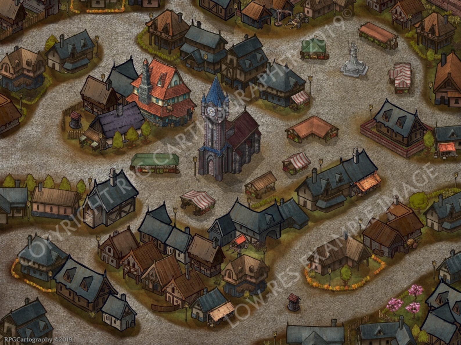 RPG Fantasy Town Map for Roleplaying Dungeons and Dragons etc. | Etsy