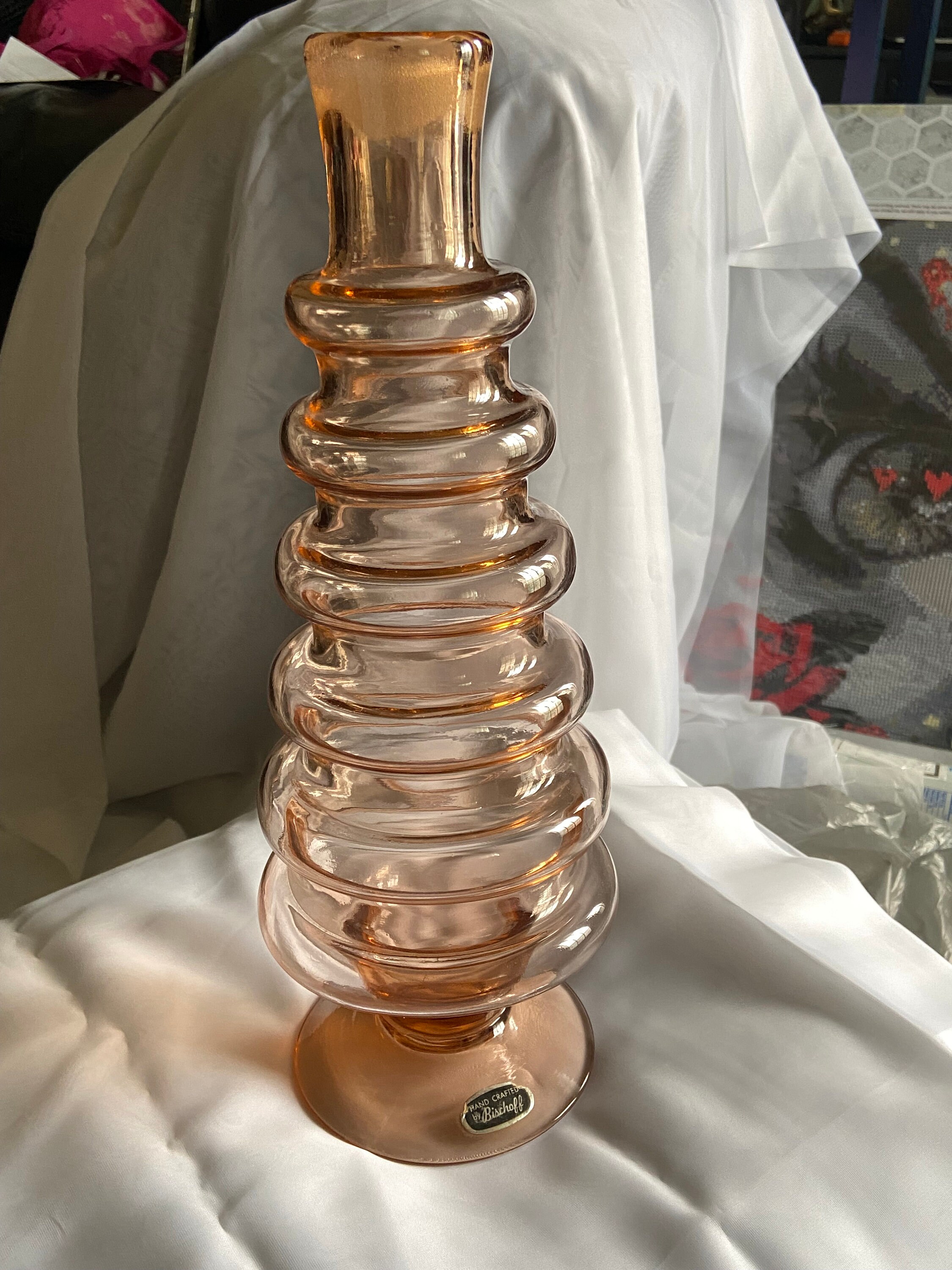 Rare Mid Century Bischoff Ribbed Glass Decanter Vase - Etsy