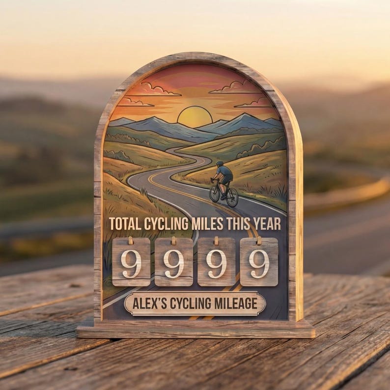 Personalized Cycling Mileage Tracker, Custom Bike Miles Counter Gift ...