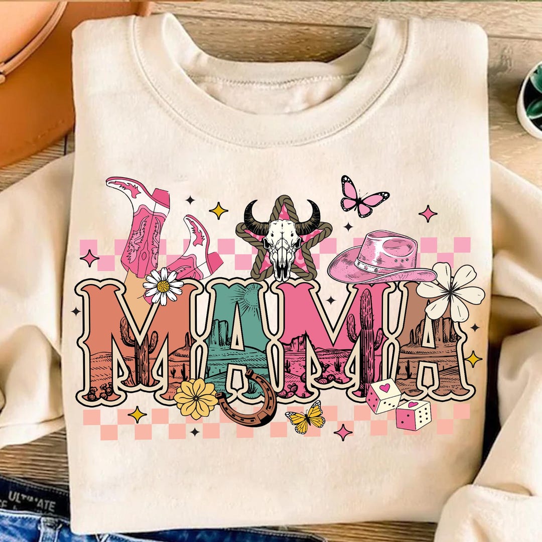 Checkered Howdy Mama PNG, Western Mama Png, Cowhide Mama Png, Western ...