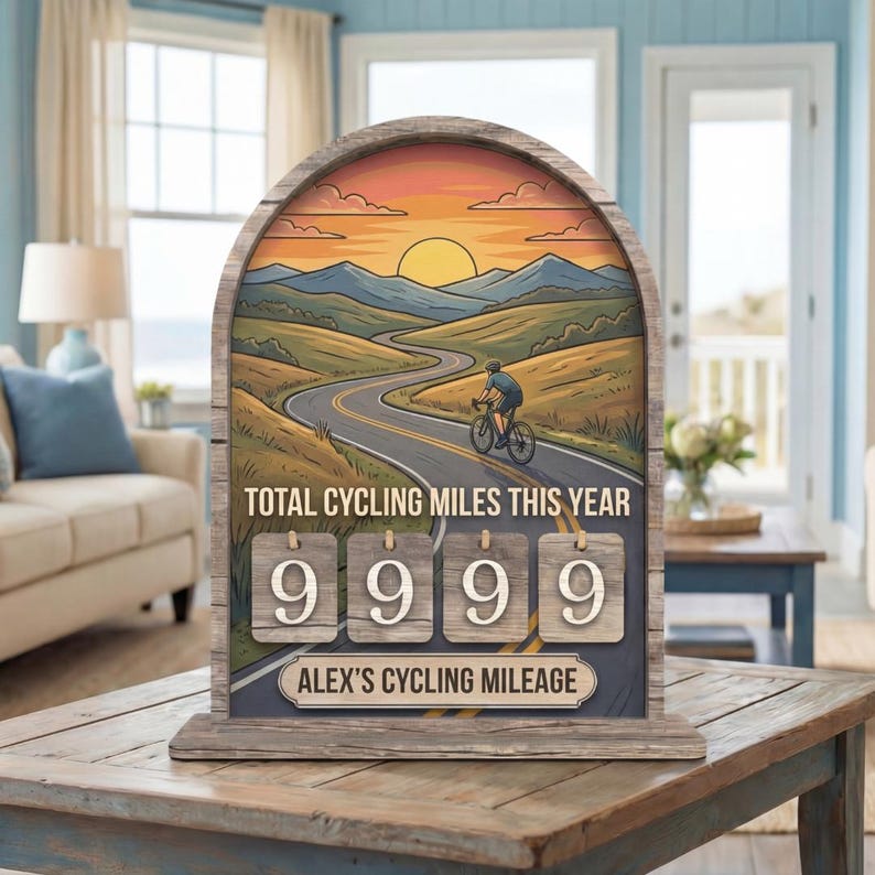 Personalized Cycling Mileage Tracker, Custom Bike Miles Counter Gift ...