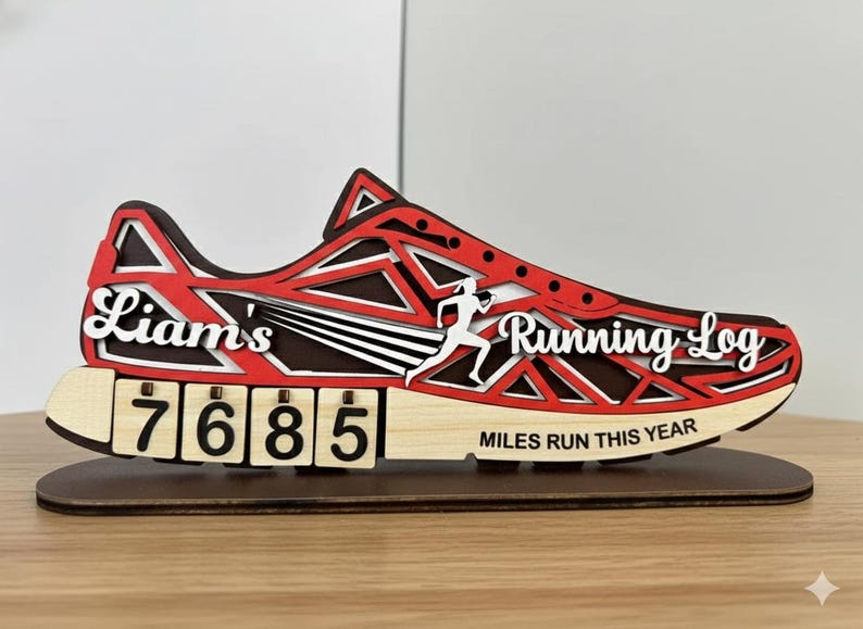 Personalized Runner Mileage Tracker, Custom Running Shoe Decor, Yearly ...