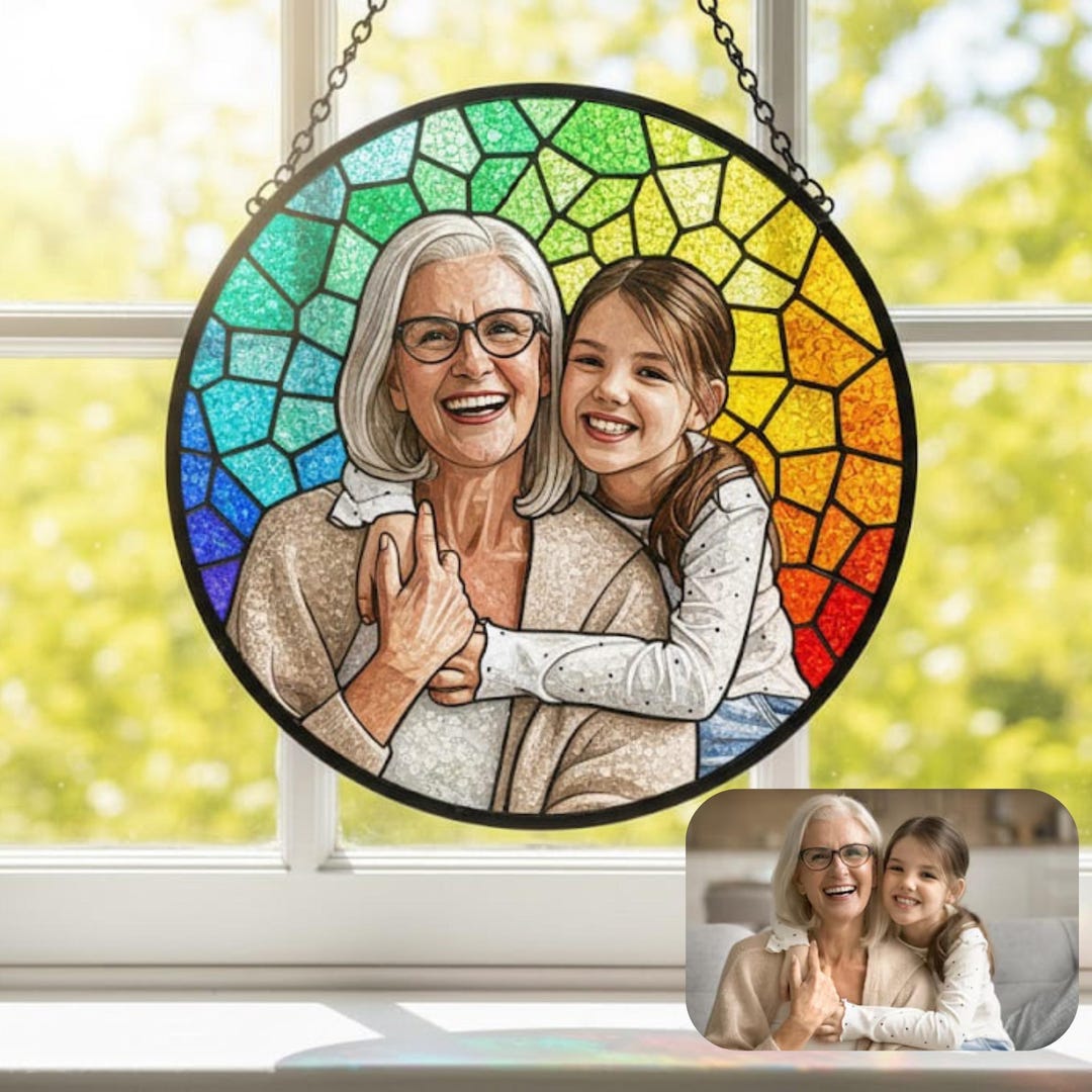 Personalized Family Portrait Suncatcher Custom Stained Glass Window ...
