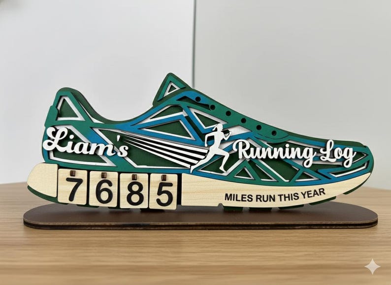 Personalized Runner Mileage Tracker, Custom Running Shoe Decor, Yearly ...
