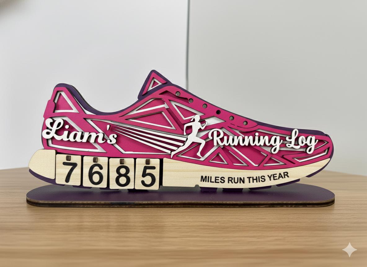 Personalized Runner Mileage Tracker, Custom Running Shoe Decor, Yearly ...