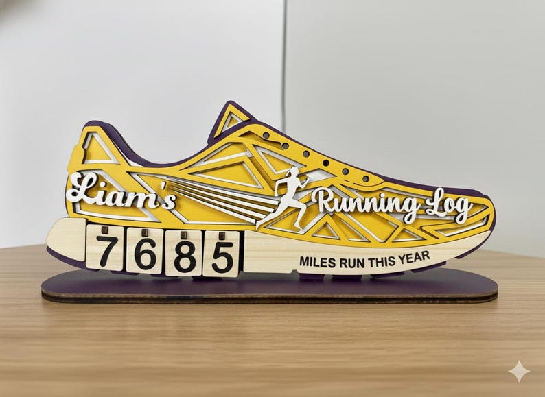 Personalized Runner Mileage Tracker, Custom Running Shoe Decor, Yearly ...