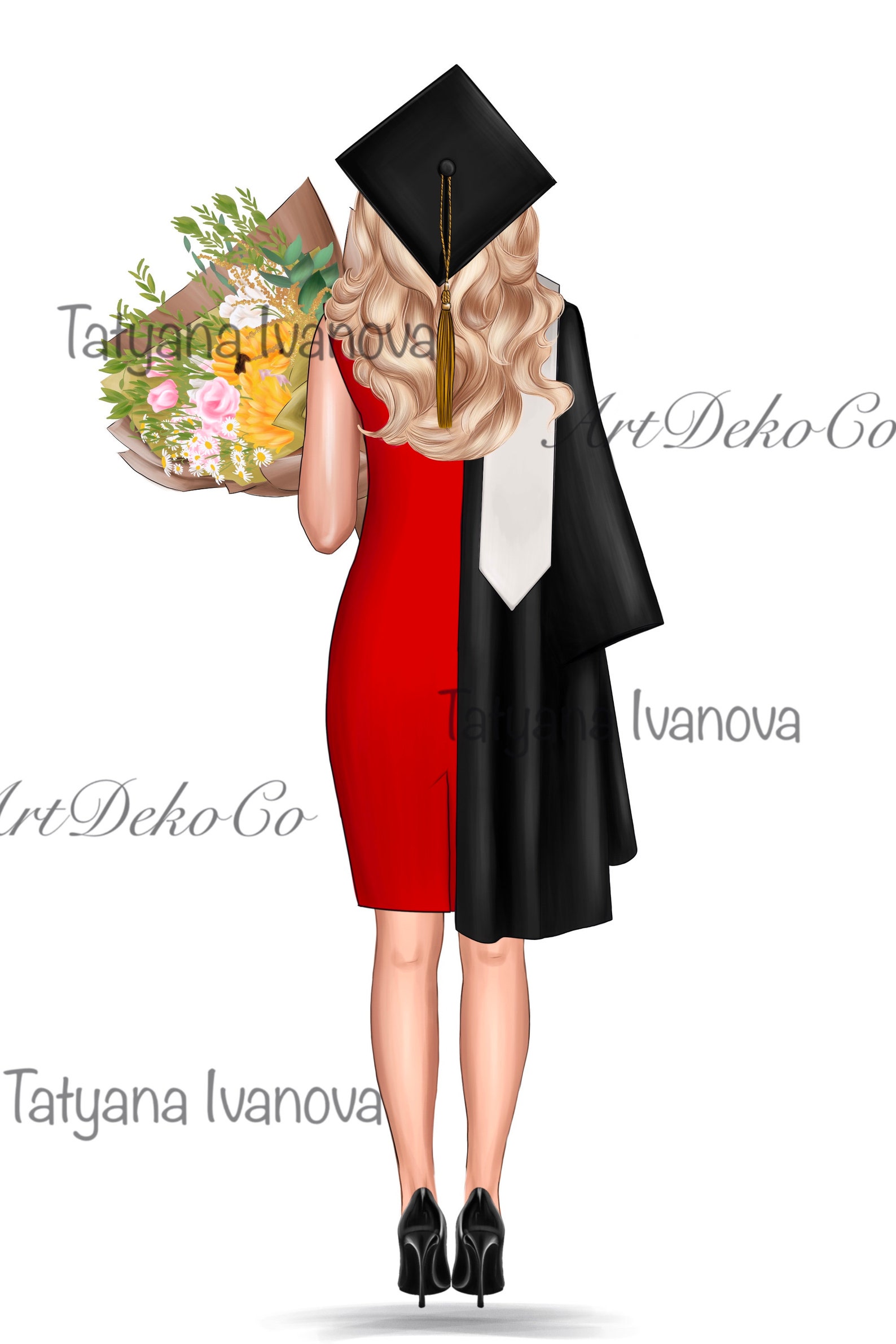 Graduation Girls Clip Art Custom Graduation School Clipart | Etsy