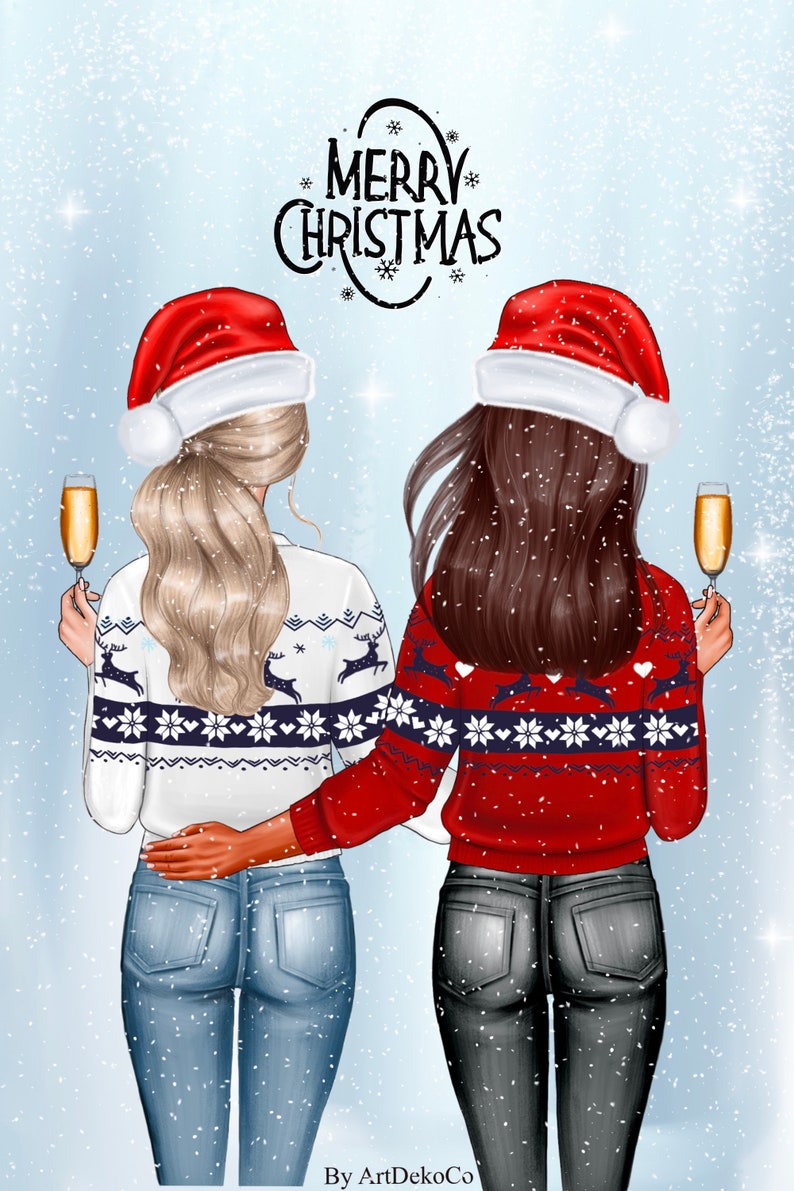 Christmas Best Friends Clipart Besties Clipart | Etsy