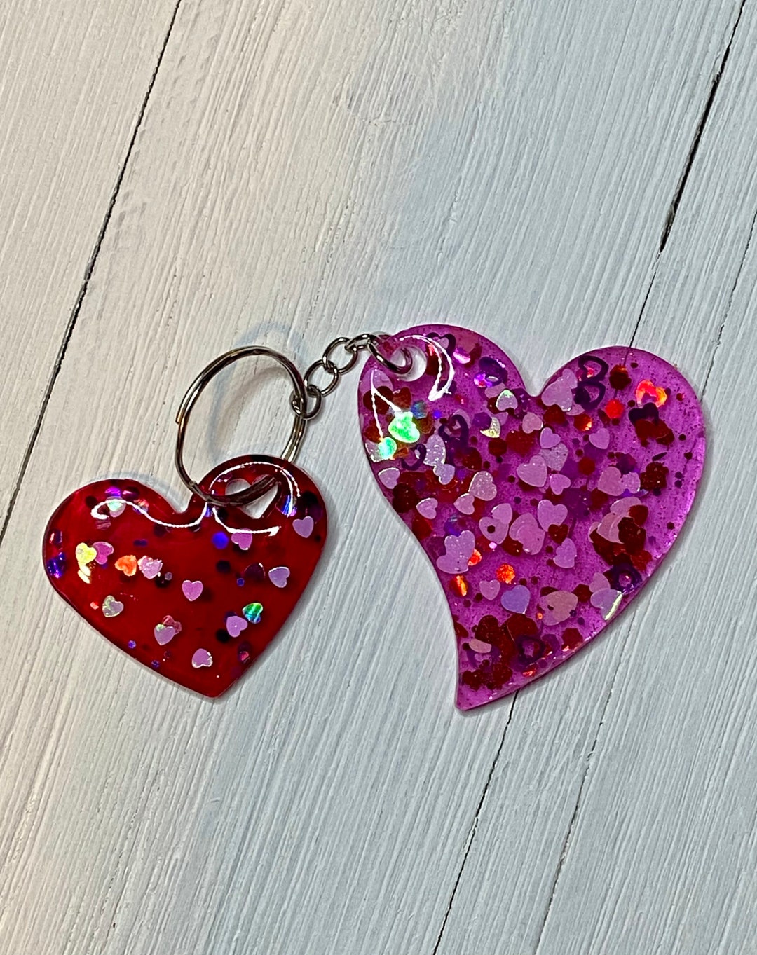 Resin Heart Keychain - Etsy