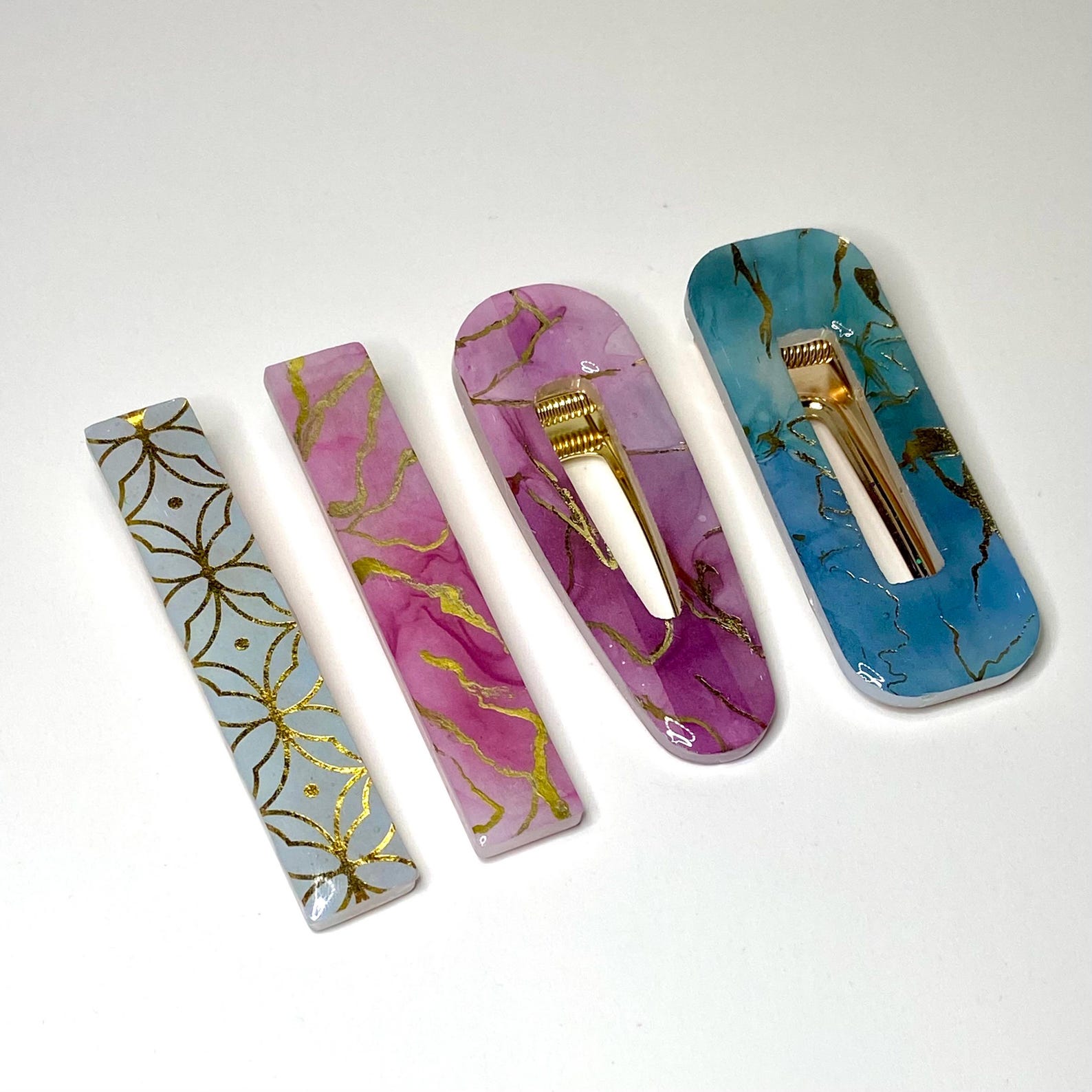 Resin Gold Foil Hair Clips- 4pk - Etsy