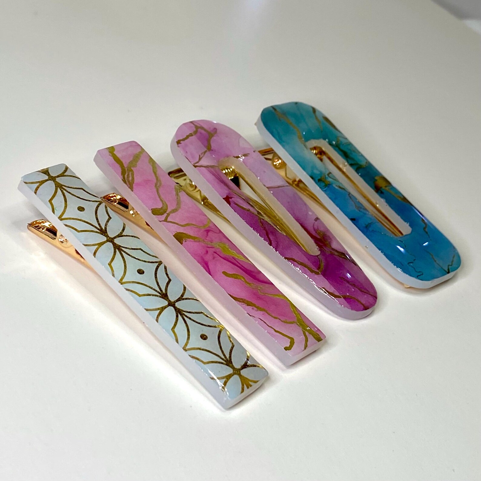 Resin Gold Foil Hair Clips- 4pk - Etsy
