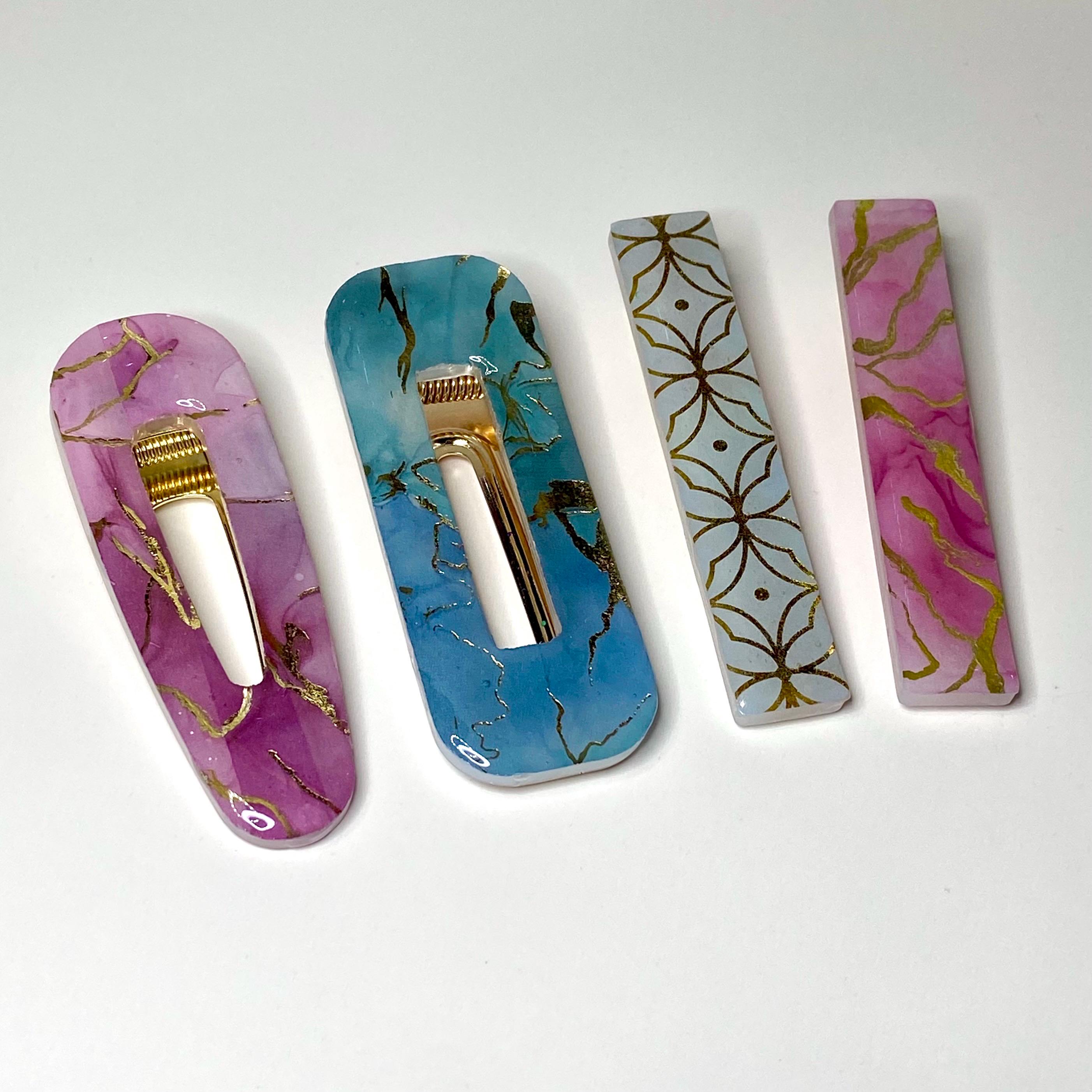 Resin Gold Foil Hair Clips- 4pk - Etsy