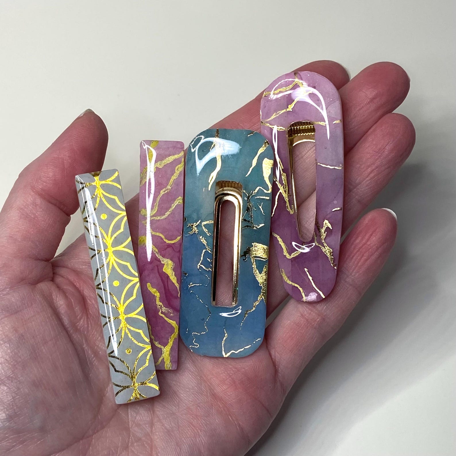 Resin Gold Foil Hair Clips- 4pk - Etsy