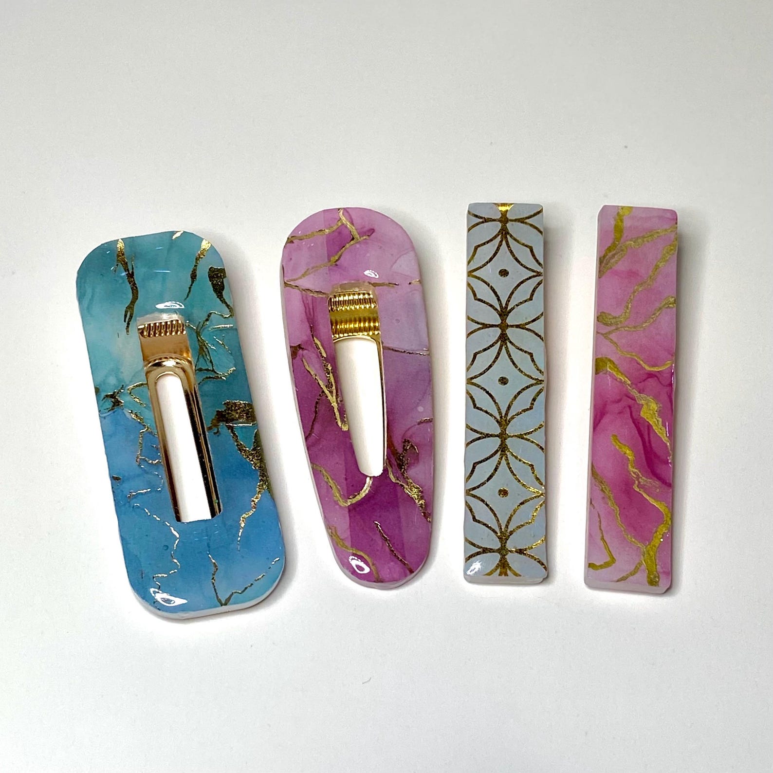 Resin Gold Foil Hair Clips- 4pk - Etsy