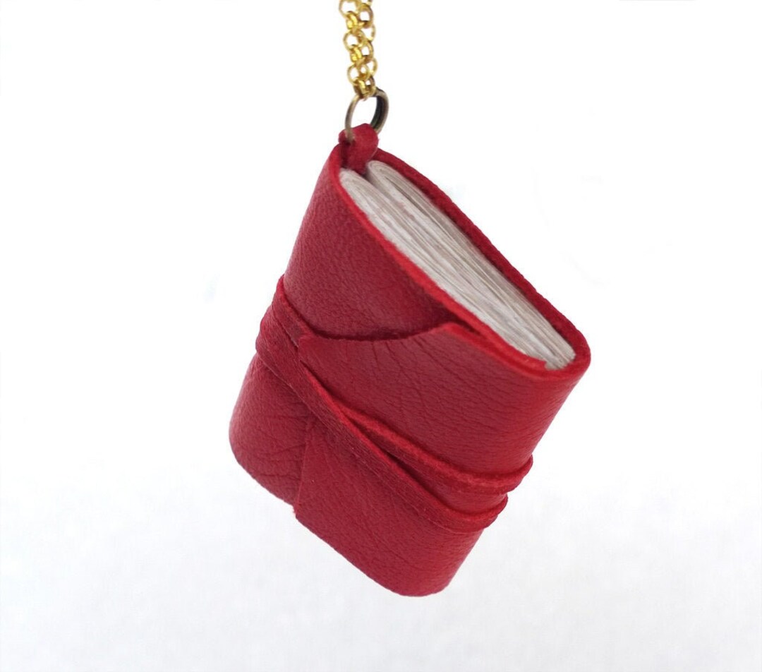 Custom Book Neclace, Tini Book, Mini Leather Journal - Etsy
