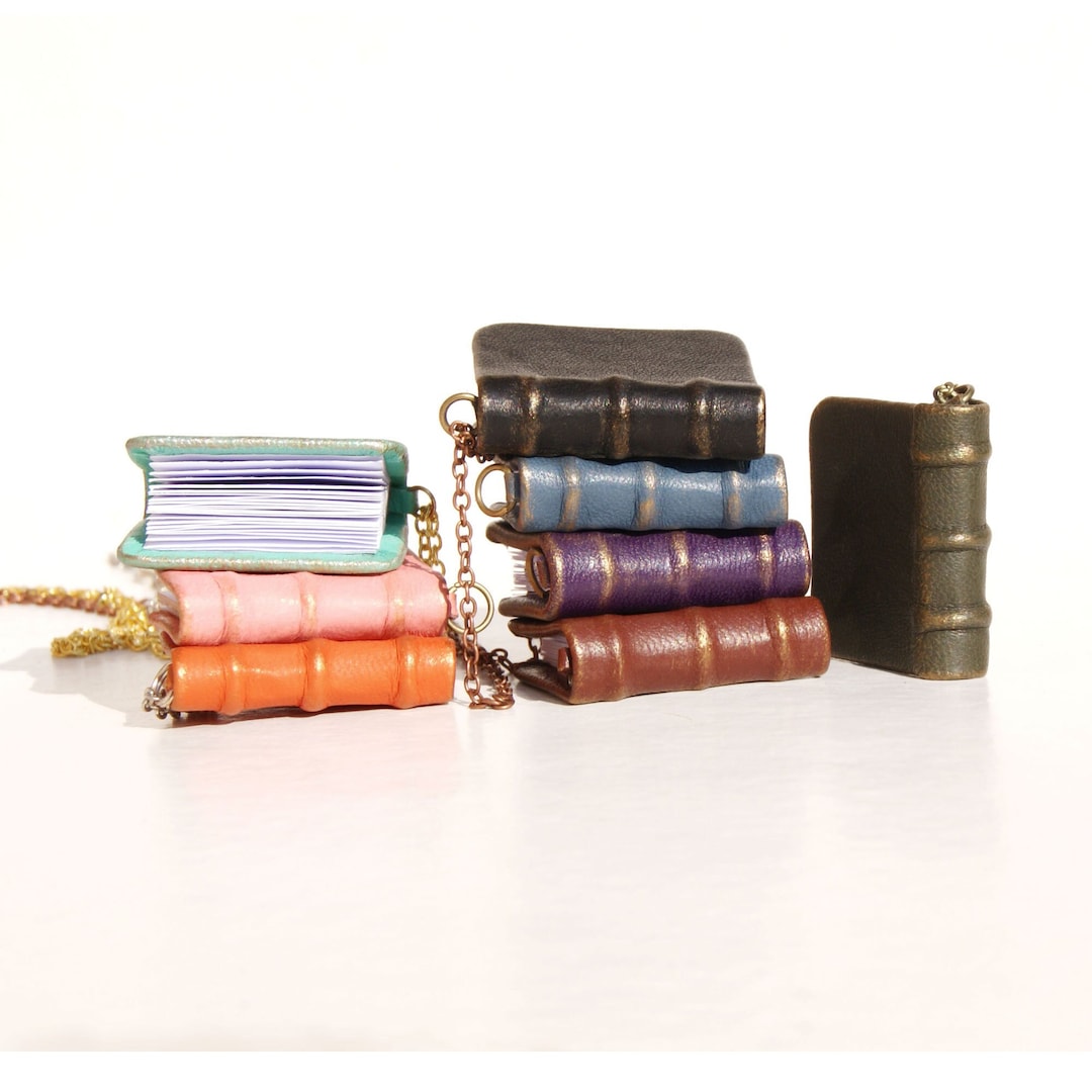 Miniature Leather Journal, Book Necklase, Mini Book Pendant - Etsy