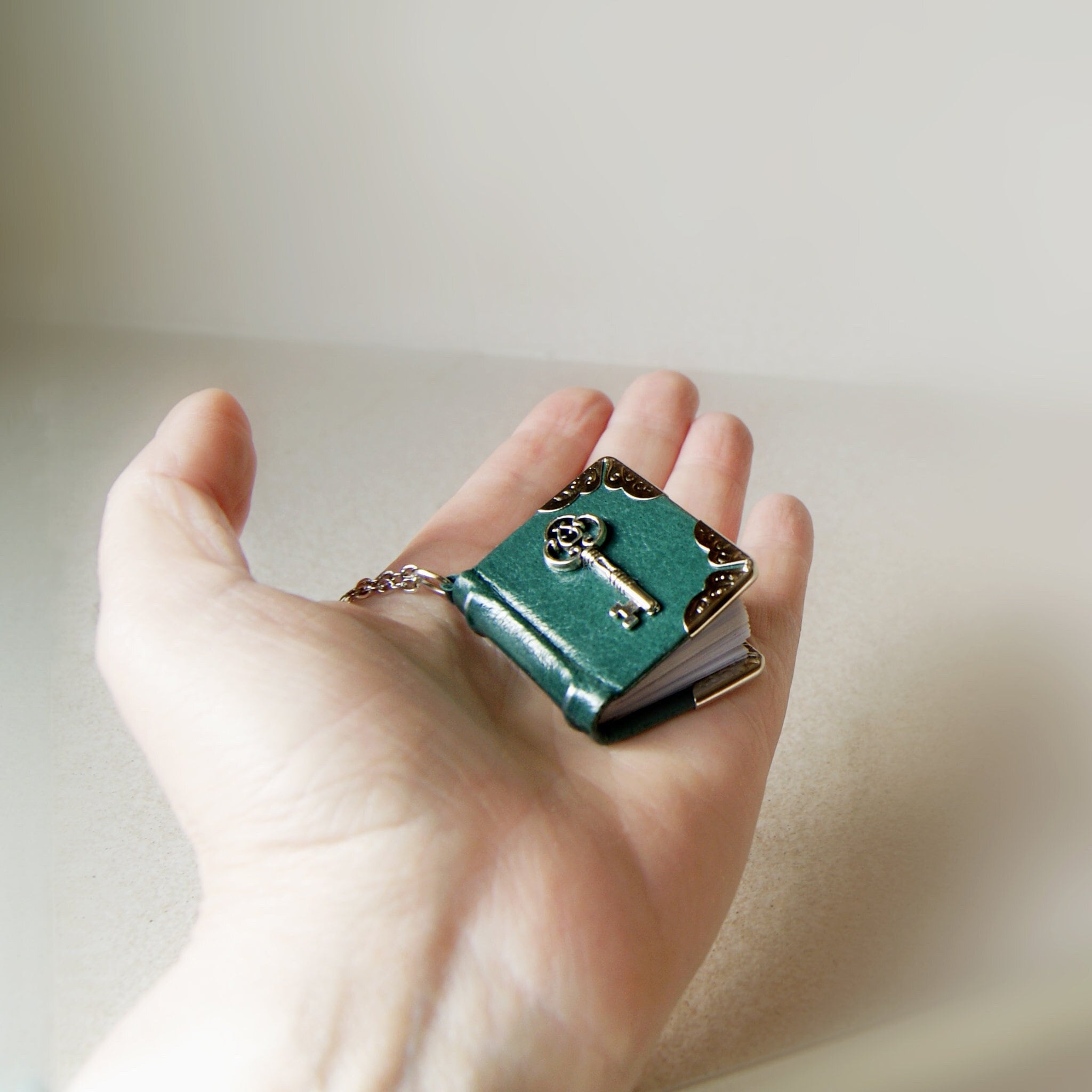 Handmade Book Necklace, Mini Book Pendant, Tiny Leather Journal - Etsy