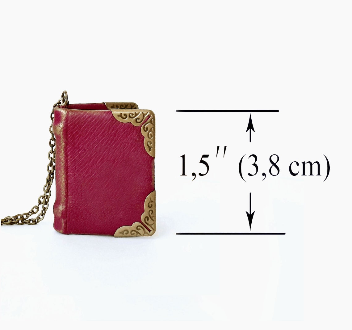 Handmade Leather Book Necklace: Miniature Journal Pendant With Key - Etsy