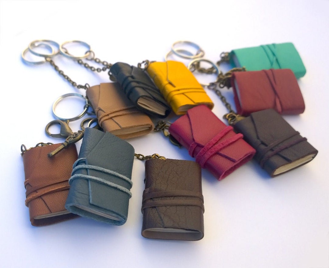 Set of 3 Mini Leather Book Keychains: Tiny Journal Jewelry - Etsy