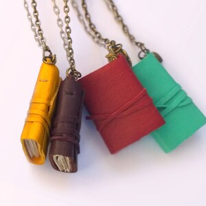 Set of 5 Mini Books, Necklace, Mini Book Jewelry, Mini Journal, Tiny ...