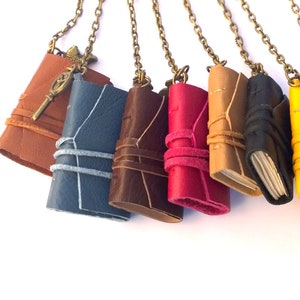 Set of 5 Mini Books, Necklace, Mini Book Jewelry, Mini Journal, Tiny ...
