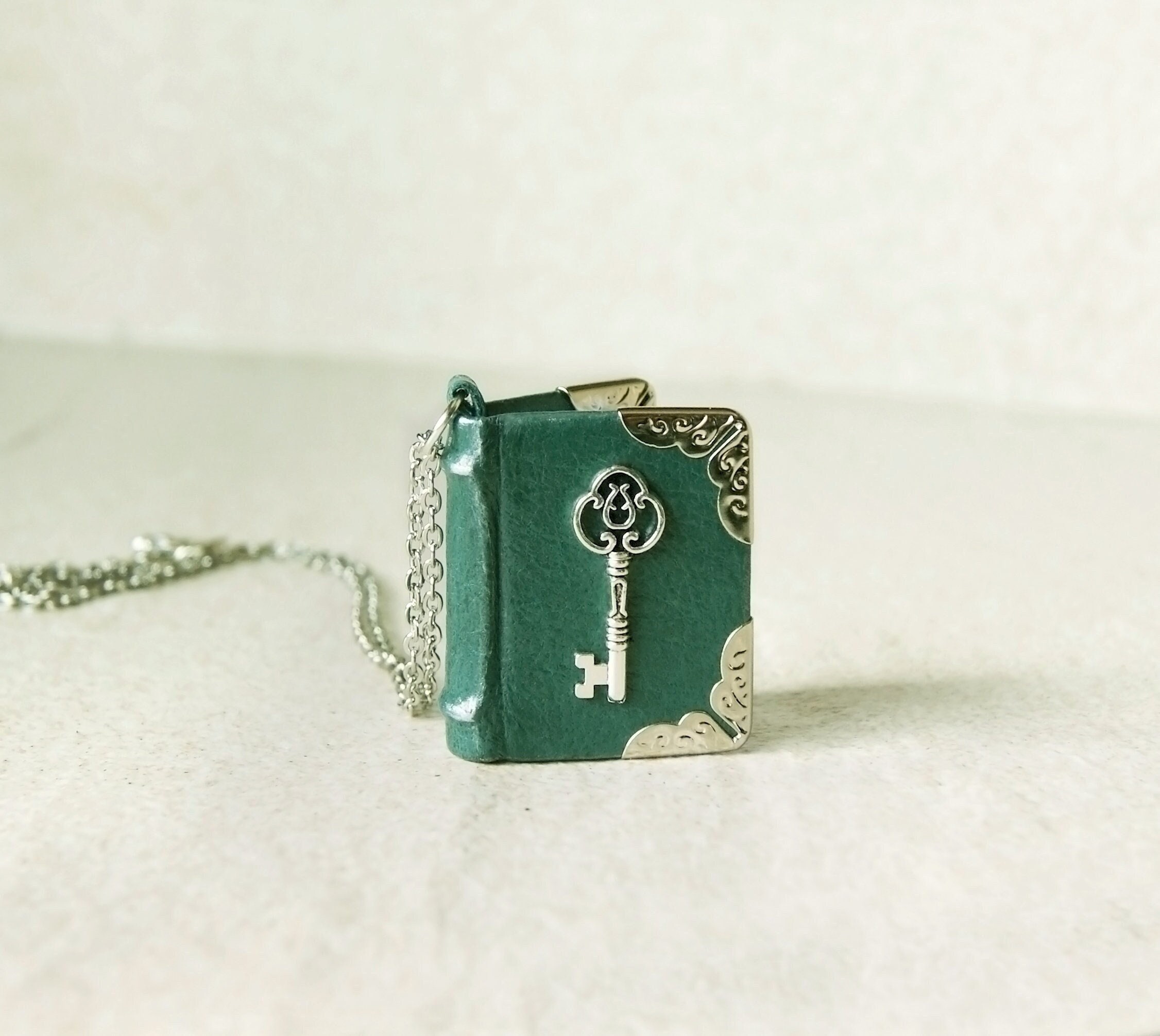 Handmade Book Necklace, Mini Book Pendant, Tiny Leather Journal - Etsy