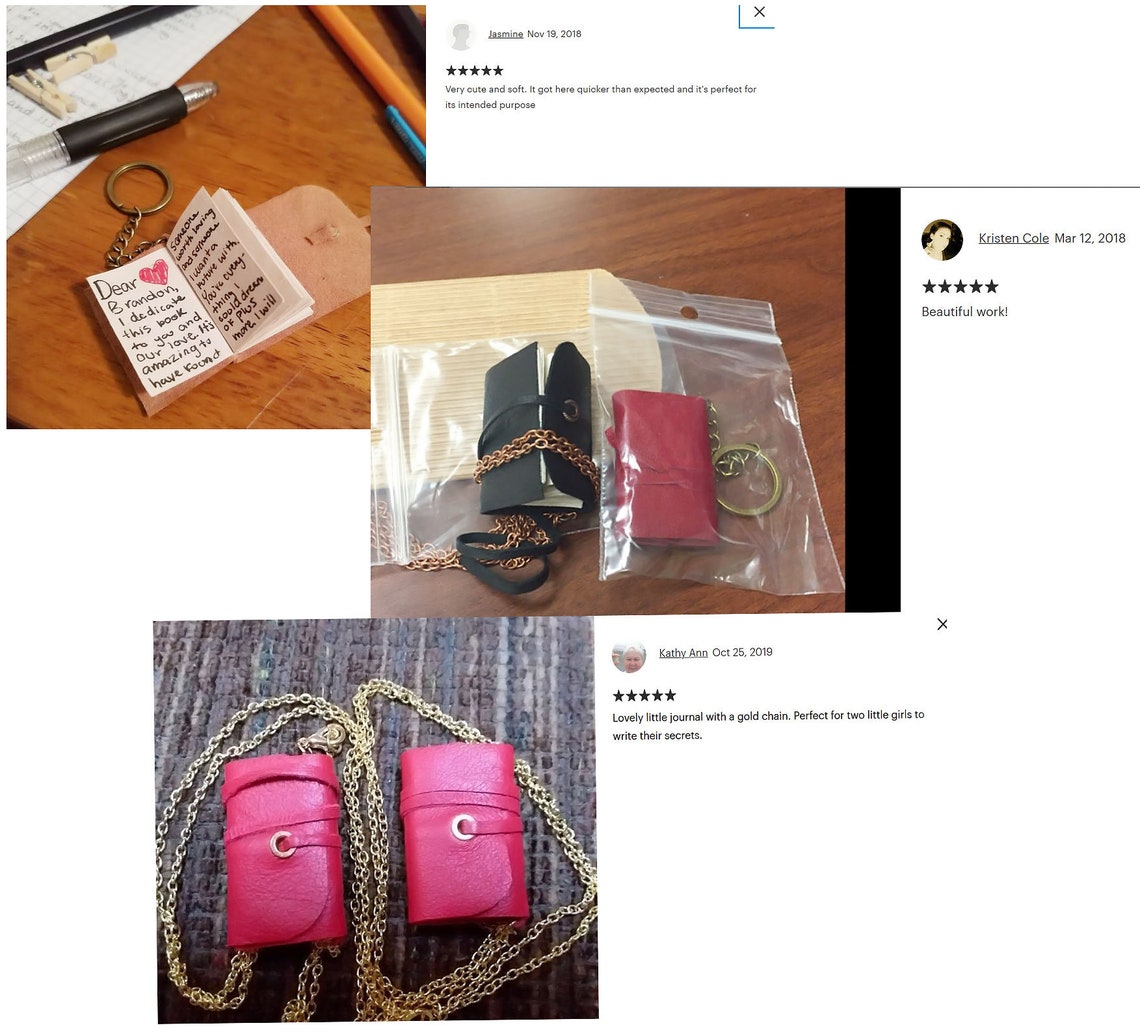 Mini Book Keychain Tiny Book Leather Journal Leather - Etsy