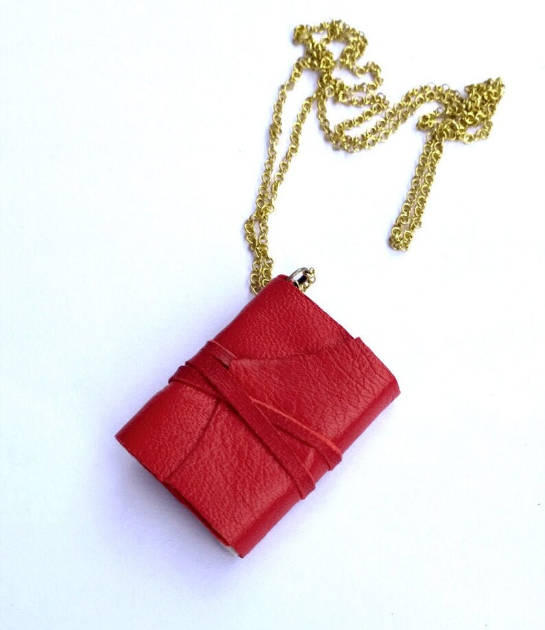 Custom Book Neclace Tini Book Mini Leather Journal | Etsy