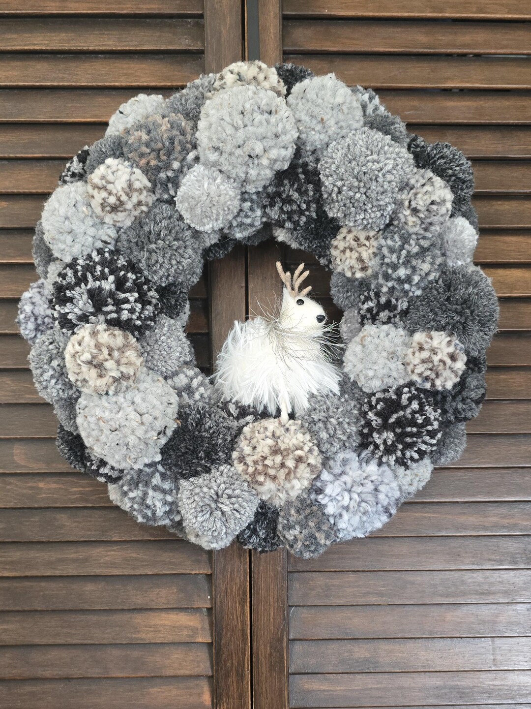 Pom-pom Wreath "san Francisco Fog" - Etsy