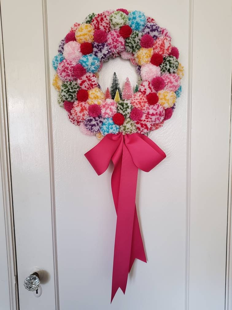 Pom-pom Wreath london Sweets Shop - Etsy
