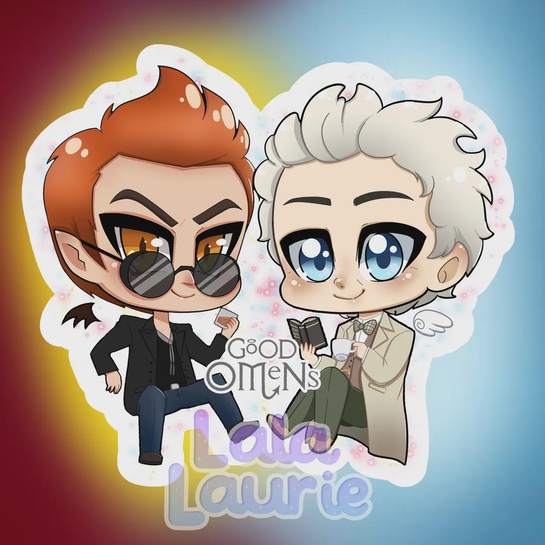 Crowley & Aziraphale Chibi Good Omens Soft Minky Pillow - Etsy