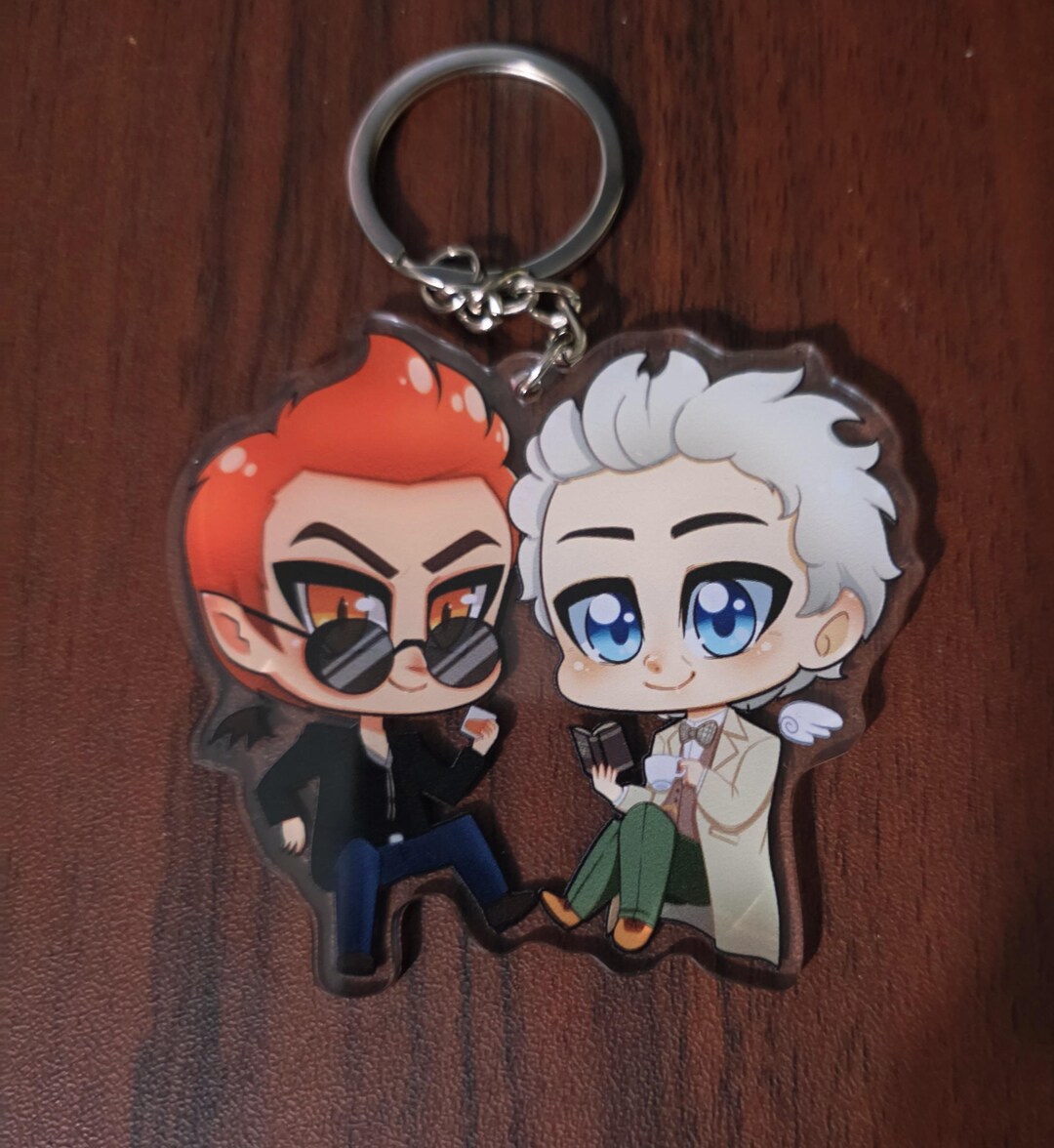 Crowley & Aziraphale Chibi Good Omens 2.5 in Acrylic Charm - Etsy