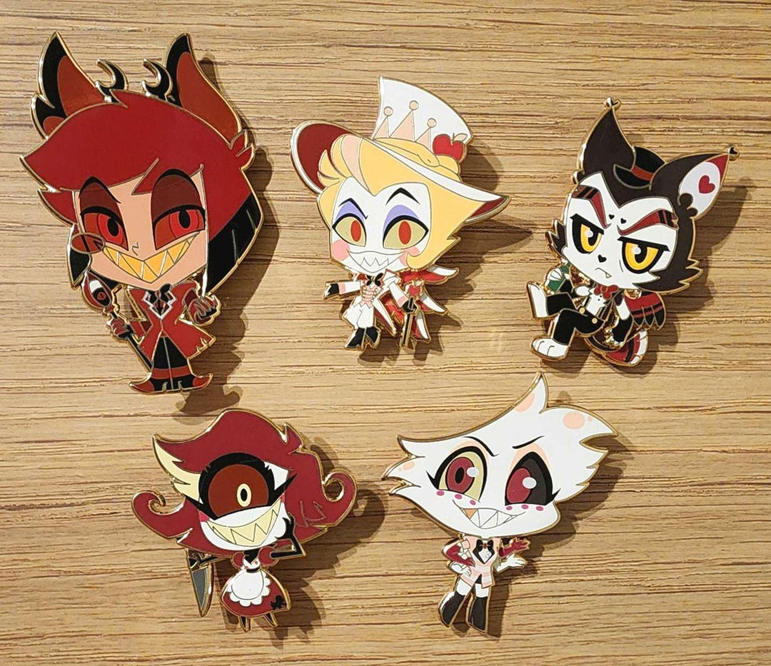 Hazbin Hotel Enamel Pins With Springy/moveable Parts - Gold Plated Hard ...
