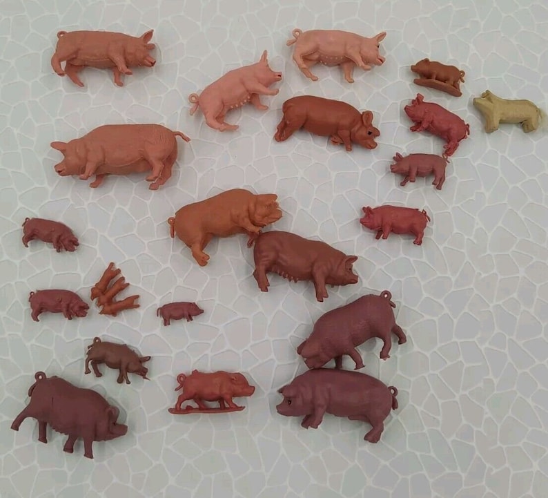 Vintage Plastic Pig Family Figure Lot - Farm Hogs Babies Toy - Etsy