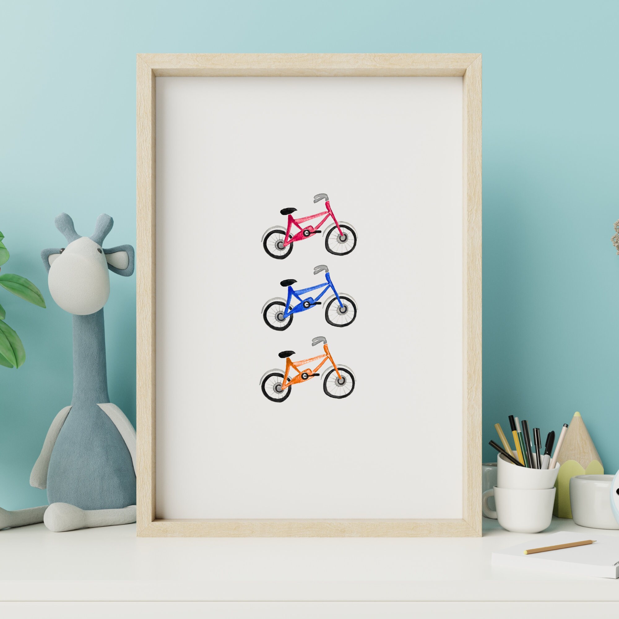 Watercolor Bikes Art Print | Classic Bike Print | Bicycle Wall Art ...