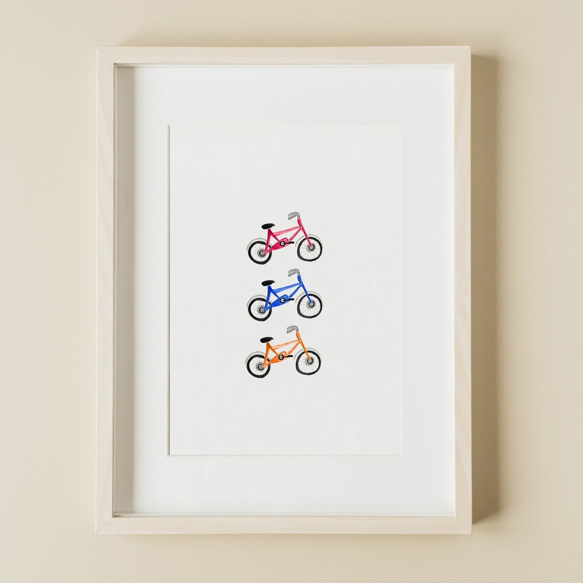 Watercolor Bikes Art Print | Classic Bike Print | Bicycle Wall Art ...