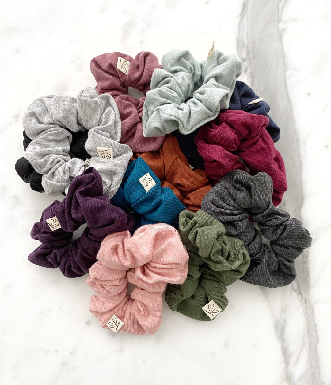 Organic Cotton scrunchies in solid colours, Hair tie bracelet for women ...