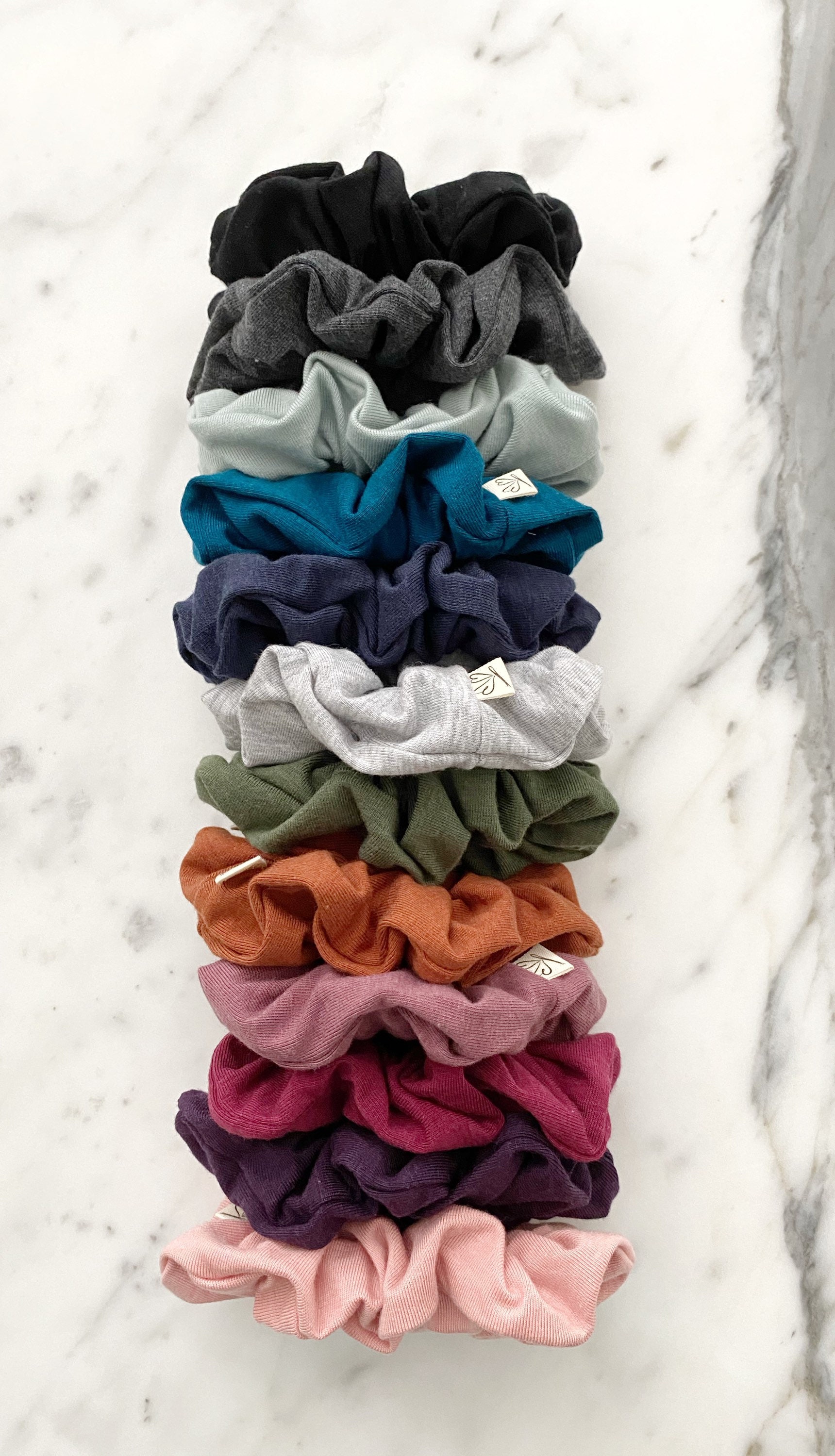 Organic Cotton scrunchies in solid colours, Hair tie bracelet for women ...