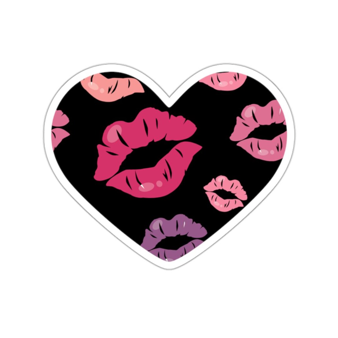 Pink and Purple Lips Heart Sticker - Etsy