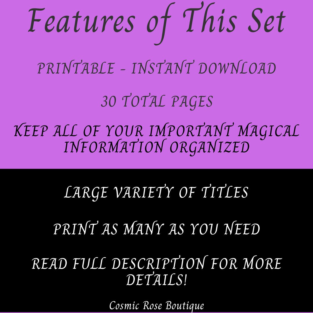 Book of Shadows Title Pages Digital Download | Printable - Etsy