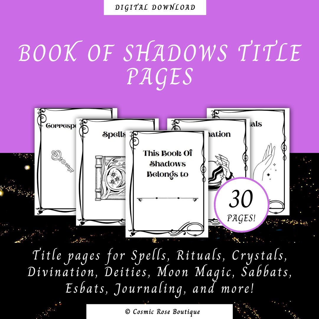 Book of Shadows Title Pages Digital Download | Printable - Etsy