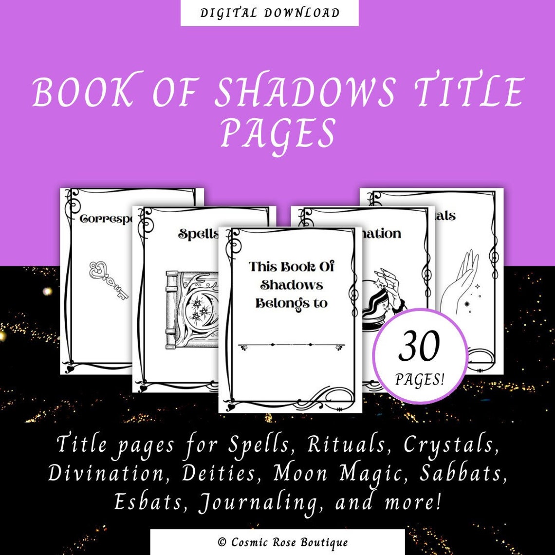 Book of Shadows Title Pages Digital Download | Printable - Etsy