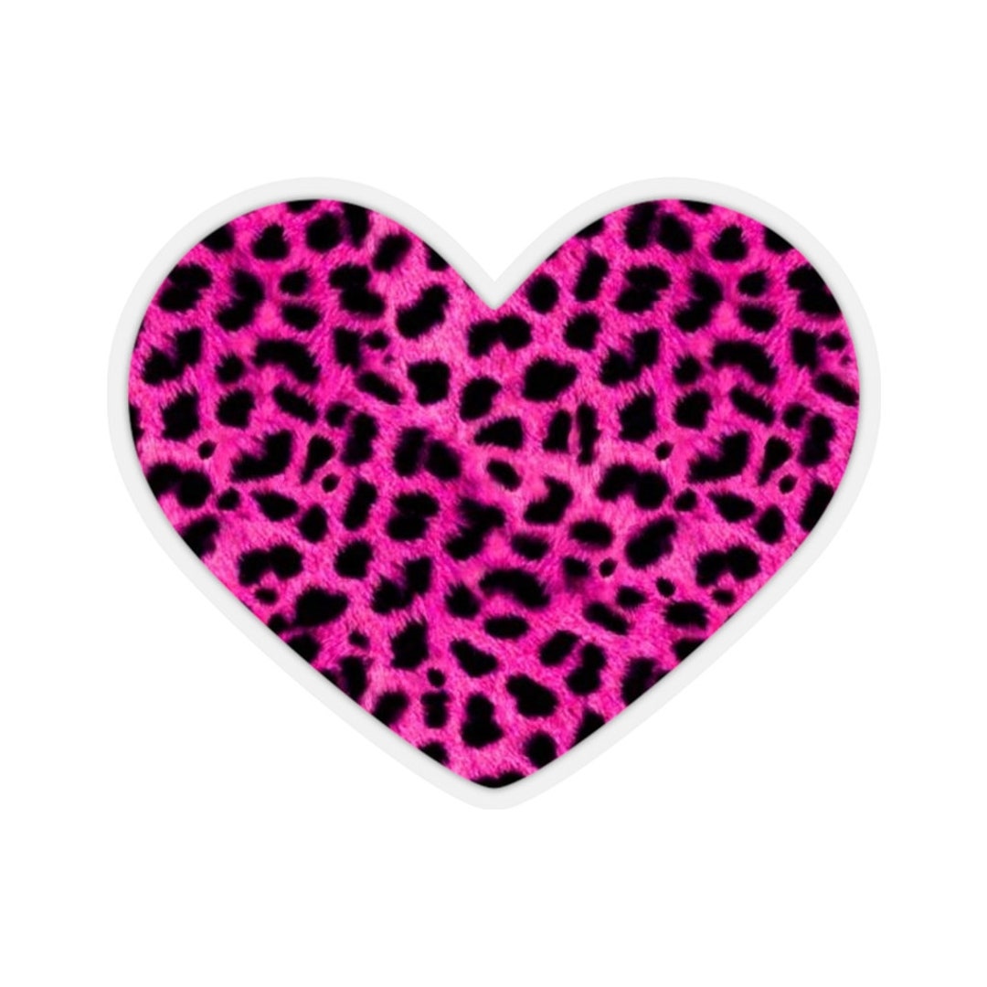 Pink and Black Leopard Print Heart Sticker - Etsy