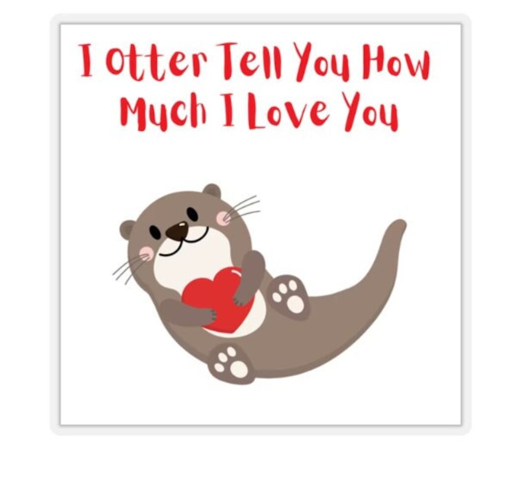 Otter Valentine's Day Printable Card Digital Download - Etsy