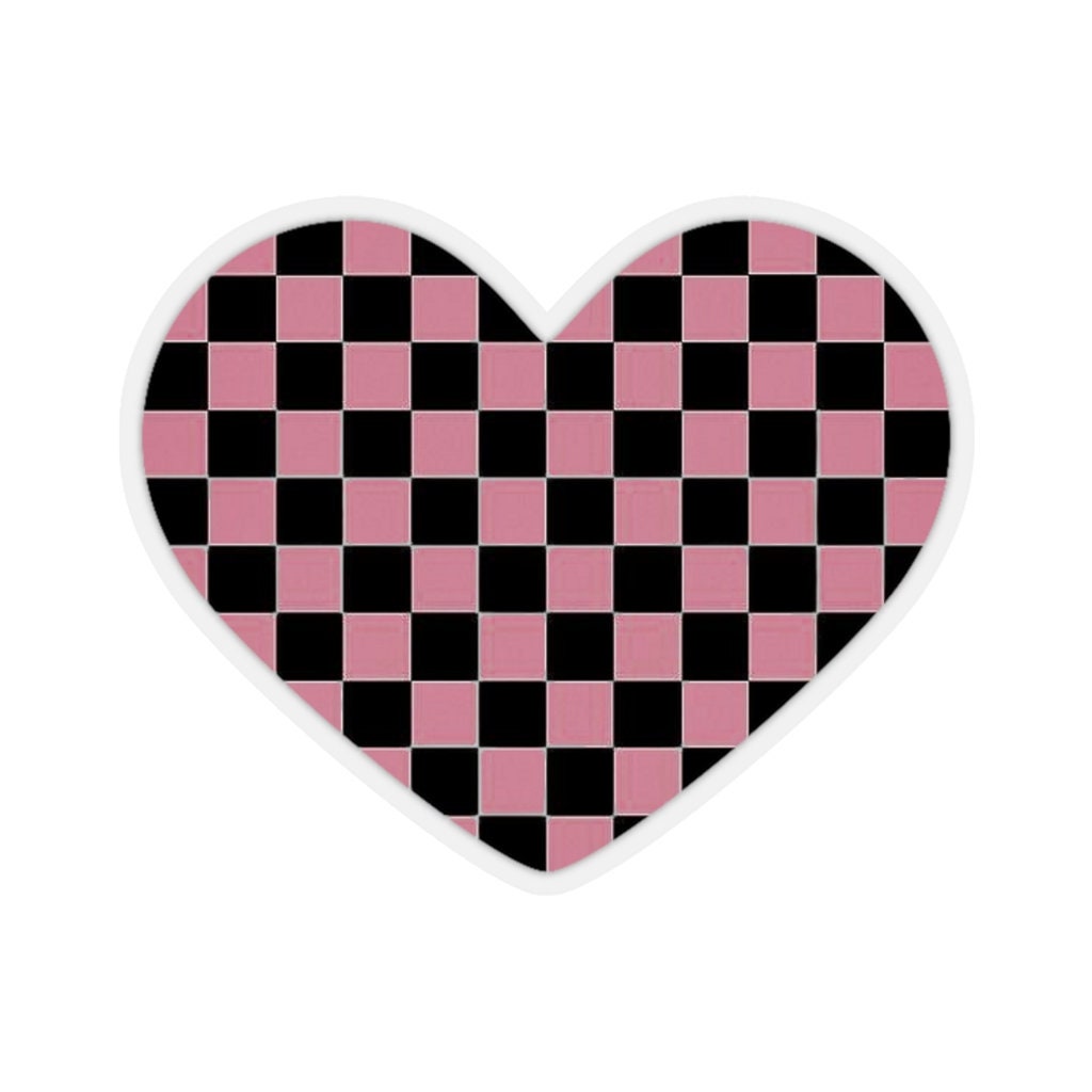 Pink and Black Checkered Heart Sticker Checkerboard Punk - Etsy