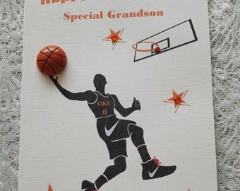 Basketball Card Paper Cut Card Handmade Greeting Card Sport Card Blank ...