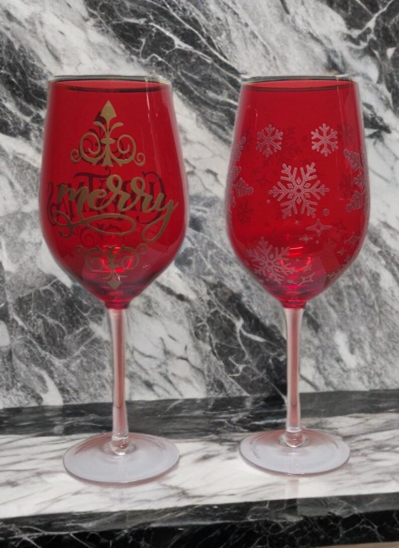 Beautiful Red Decorated Wine Glasses - Etsy