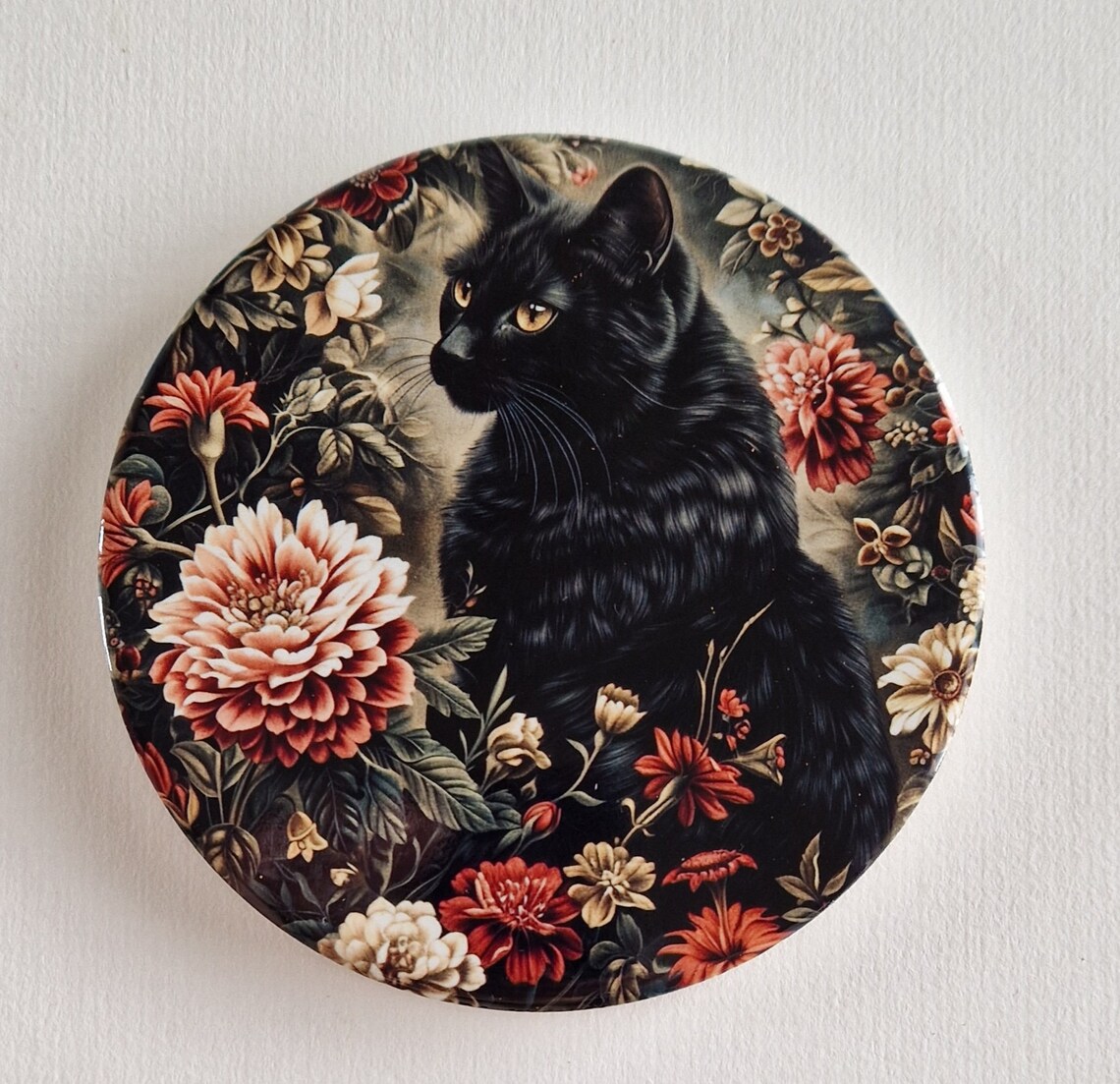 Beautiful Round Black Cat Ceramic Coasters - Etsy