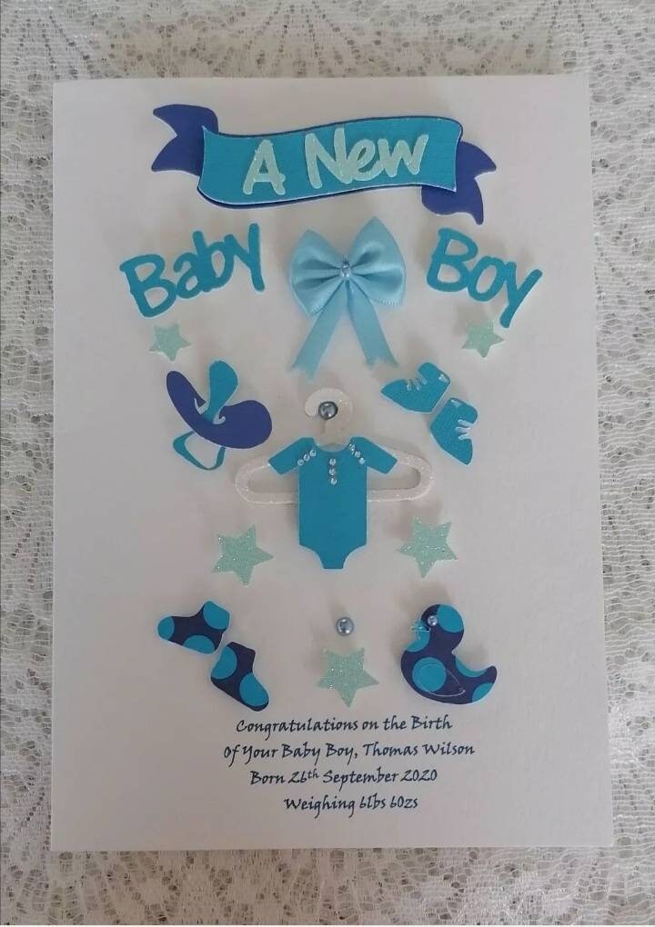 Personalised Handmade Baby Boy Card - Etsy Australia