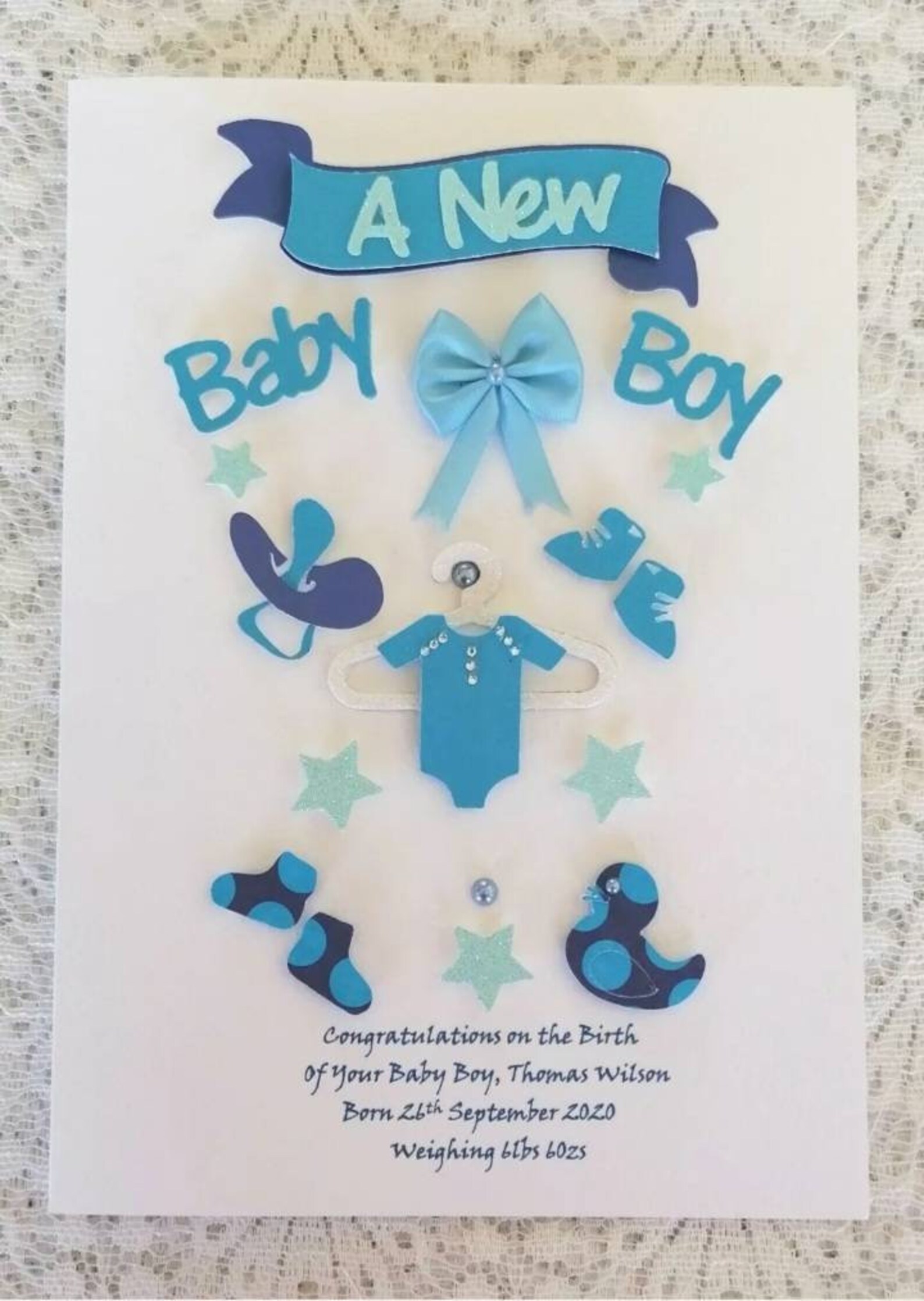 Personalised Handmade Baby Boy Card - Etsy